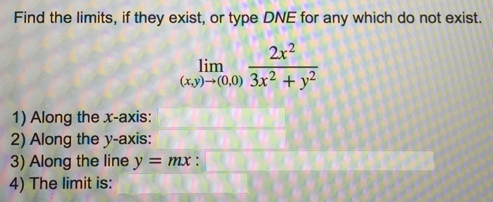 Solved Find the limits, if they exist, or type DNE for any | Chegg.com