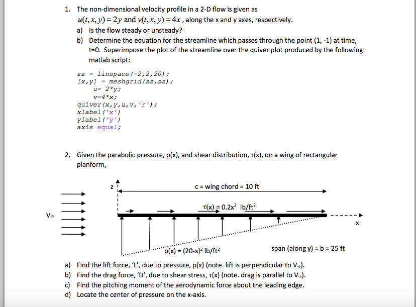 Given the parabolic pressure, p(x), and shear | Chegg.com
