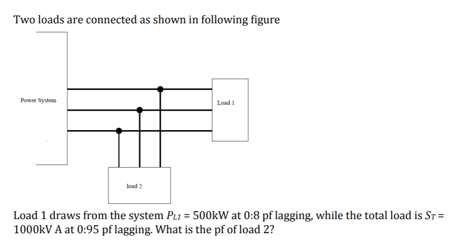 Solved Two loads are connected as shown in following figure | Chegg.com