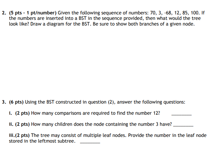 Solved 2. (5 pts - 1 pt/number) Given the following sequence | Chegg.com