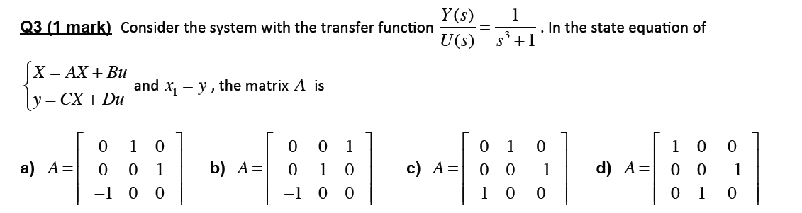 Solved Consider the system with the transfer function | Chegg.com