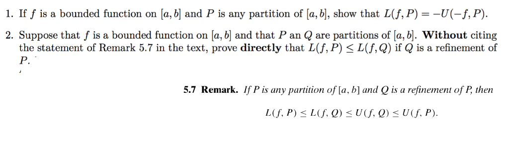 Solved 1. If f is a bounded function on la, b] and P is any | Chegg.com