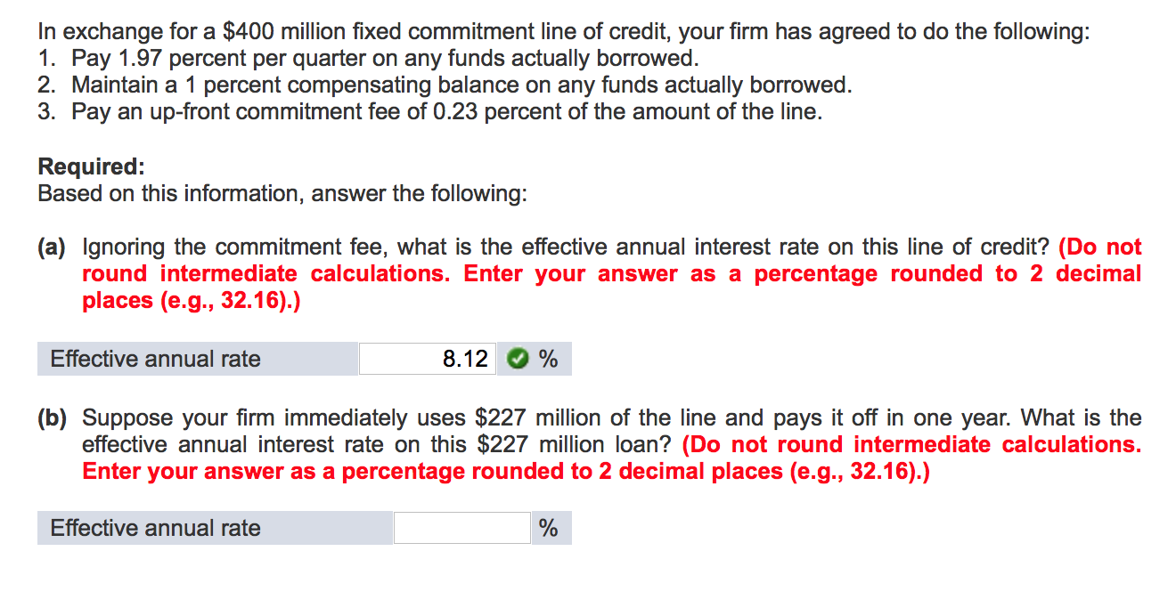 Solved In exchange for a $400 million fixed commitment line | Chegg.com