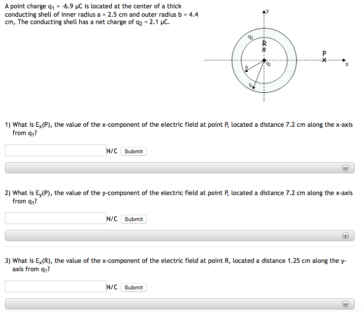 Solved A point charge q1 6.9 HC is located at the center of | Chegg.com