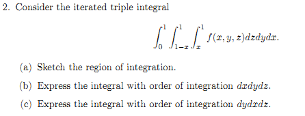 Solved Consider the iterated triple integral f(x, y, | Chegg.com
