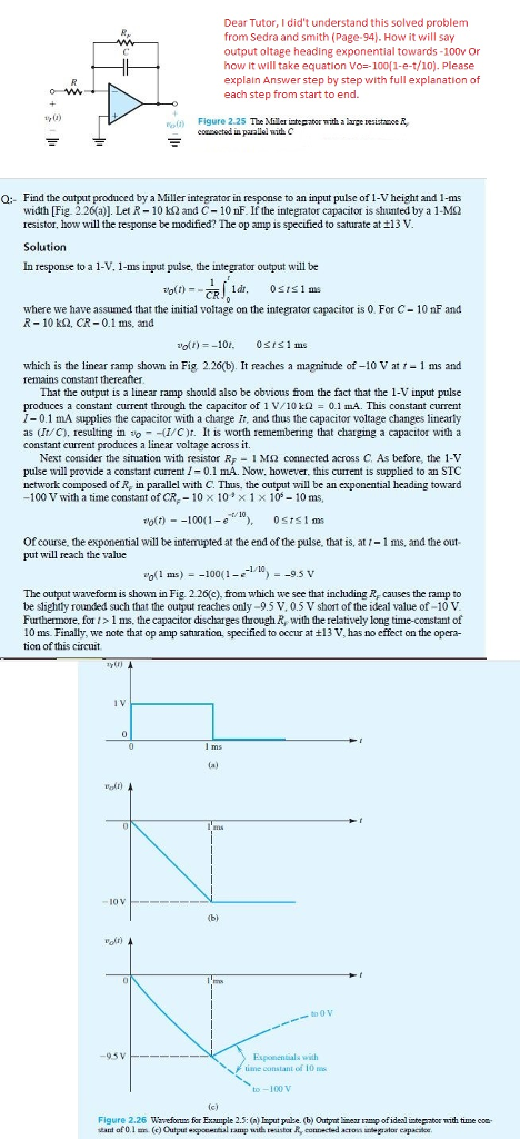 Solved Find the output produced by a Miller integrator in | Chegg.com