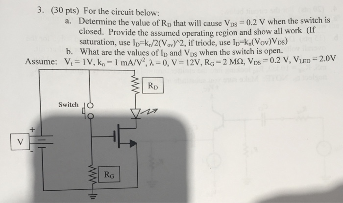 Solved For the circuit below: Determine the value of R_D | Chegg.com