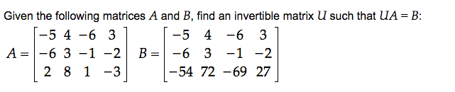Solved Given the following matrices A and B, find an | Chegg.com