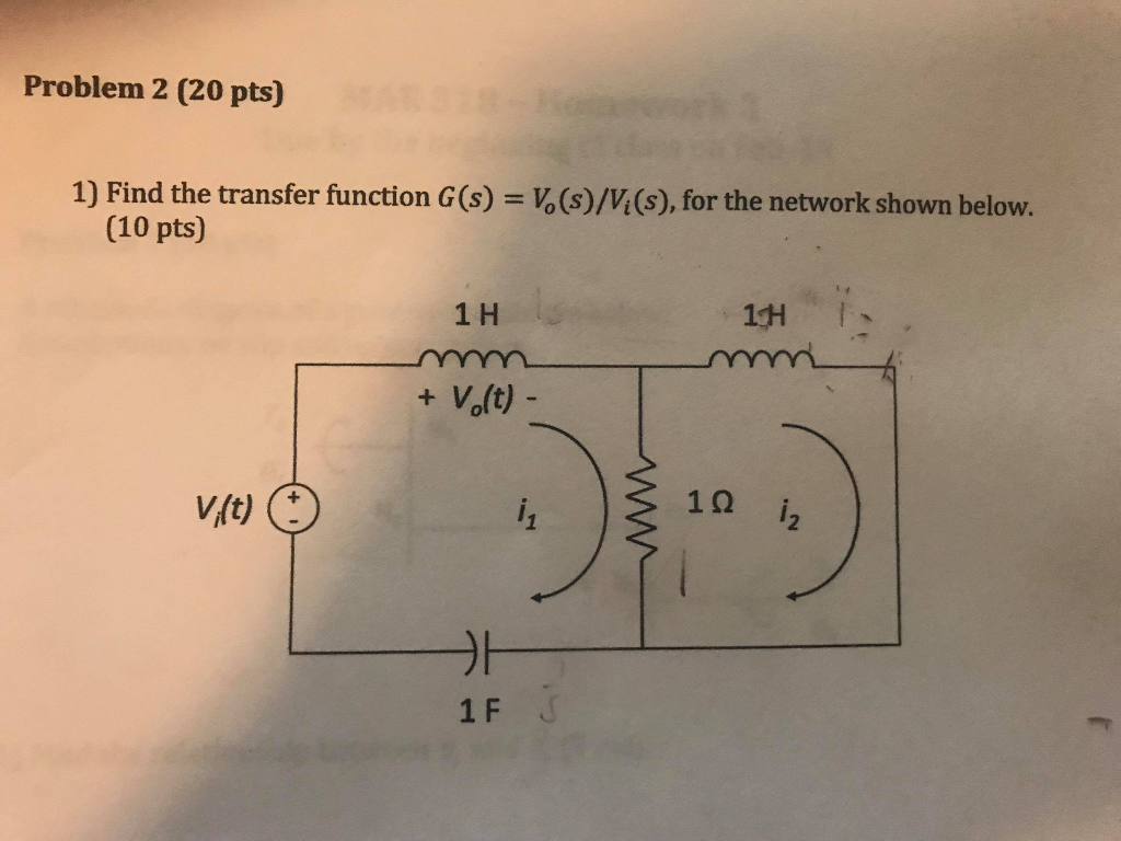 Solved Problem 2 (20 pts) 1) Find the transfer function G(S) | Chegg.com