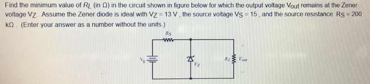 Solved Find the minimum value of RL (in ?) in the circuit | Chegg.com