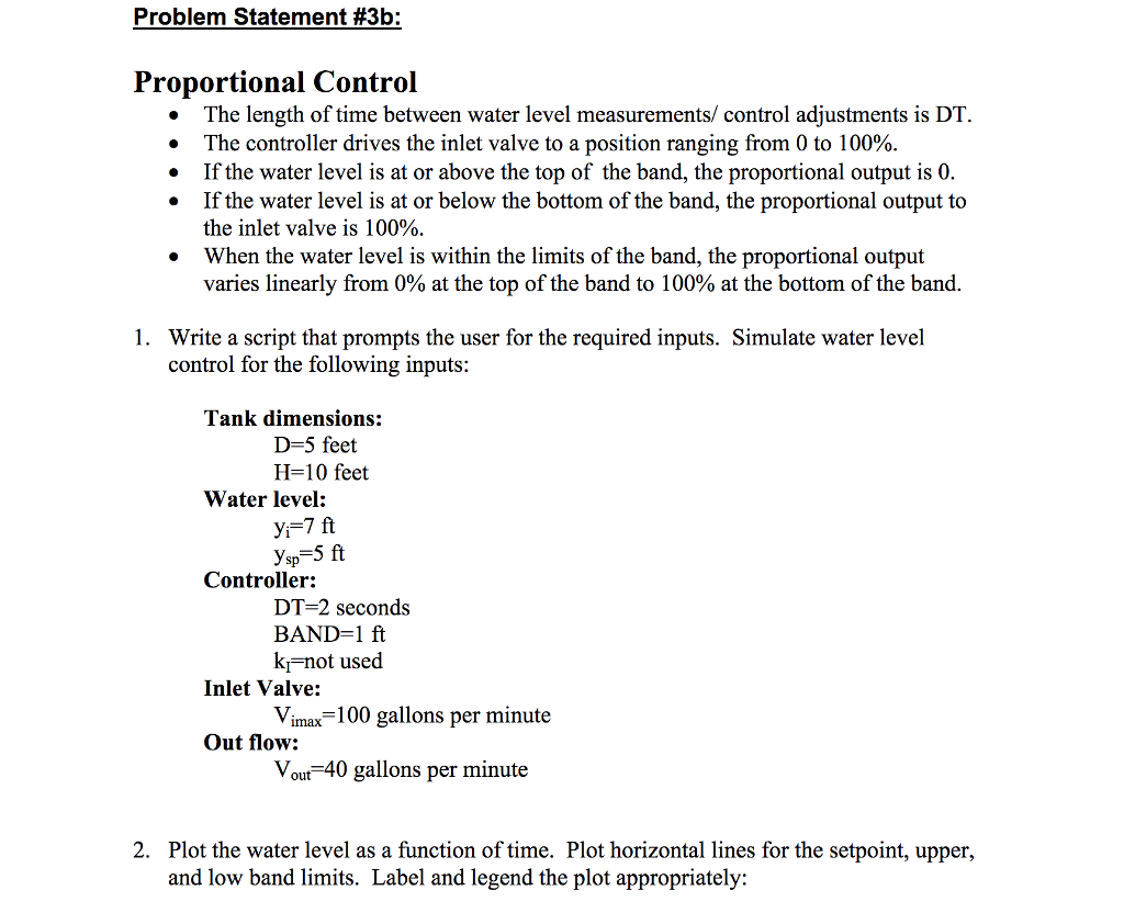 Problem Statement #3b: Proportional Control The | Chegg.com