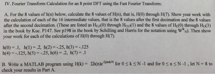 Fourier Transform Calculation for an 8 point DFT | Chegg.com