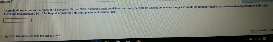 Solved Using Equation w= -P external (Vf-Vi) | Chegg.com