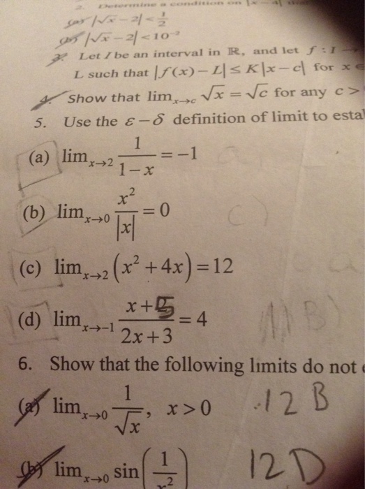 Solved Real analysis use the epsilon delta definition of | Chegg.com