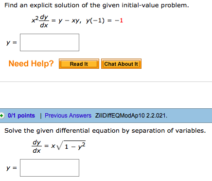 Solved Find an explicit solution of the given initial-value | Chegg.com