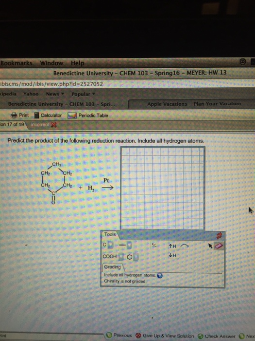 Solved Predict the product of the following reduction | Chegg.com