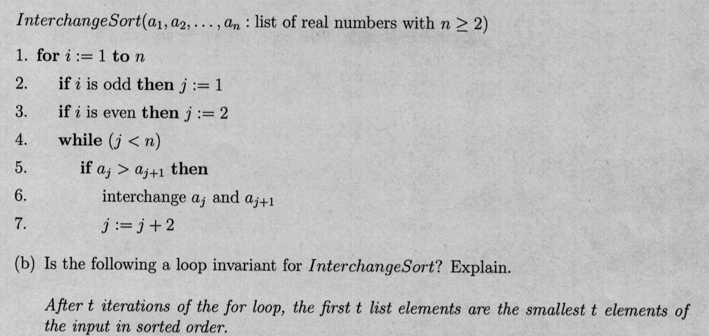 Solved Interchange Sort (a_1, a_2, ... a_n: list of real | Chegg.com