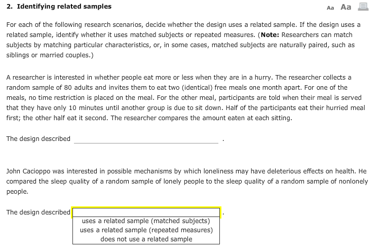 Solved 2. Identifying related samples Aa Aa 旦 For each of | Chegg.com