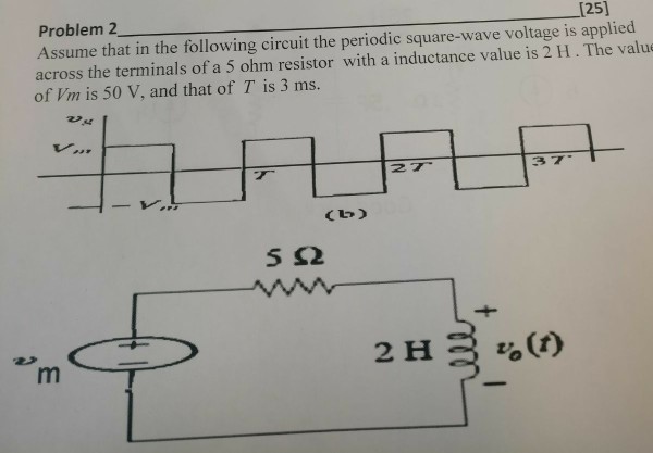 Solved 125] Problem 2 periodic square-wave voltage is | Chegg.com