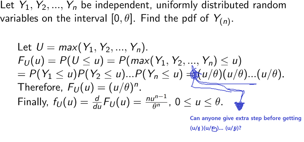 Solved Let Y, 2, , Yn be independent, uniformly distributed | Chegg.com