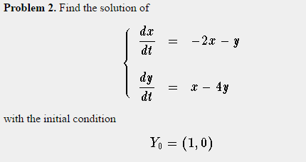 Solved Find the solution of {dx/dt = -2x - y dy/dt = x - 4y | Chegg.com