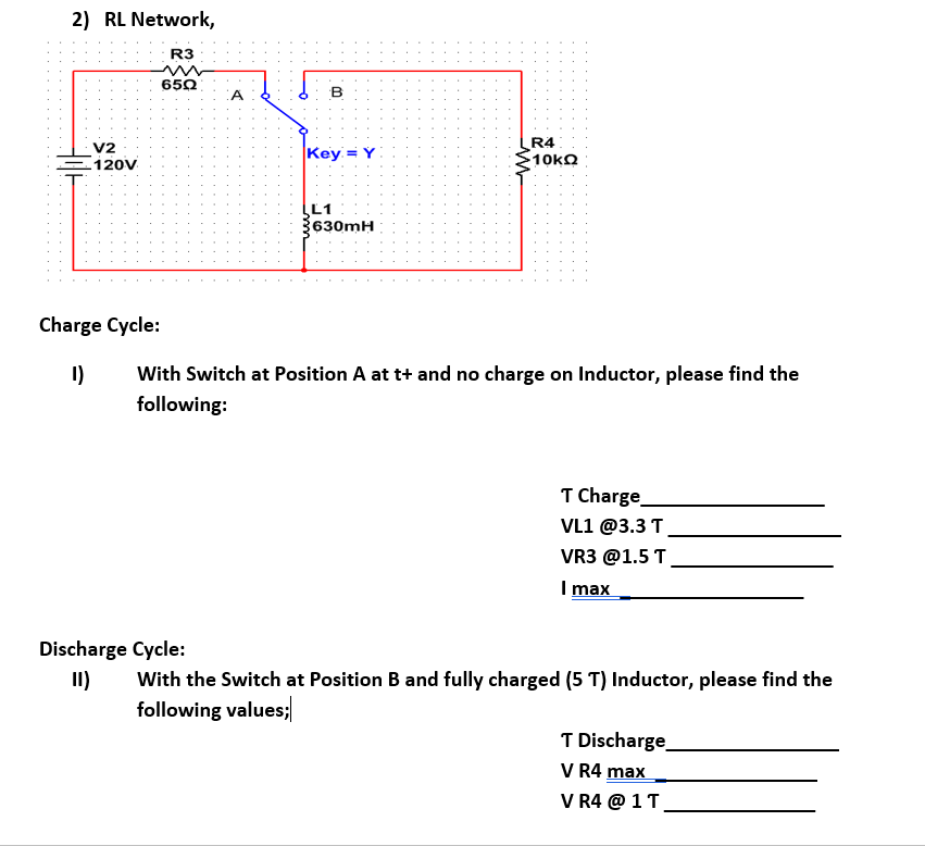 Solved RL Network, With Switch at Position A at t+ and | Chegg.com