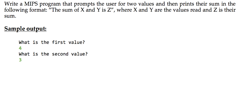 Solved Write a MIPS program that prompts the user for two | Chegg.com