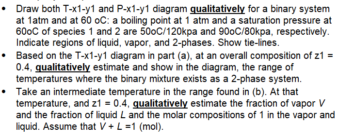 Draw both T-x1-y1 and P-x1-y1 diagram qualitatively | Chegg.com