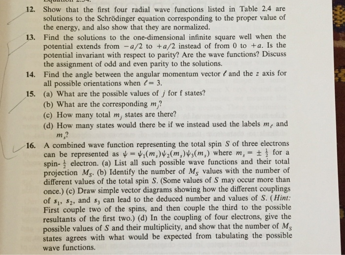 Show that the first four radial wave functions listed | Chegg.com