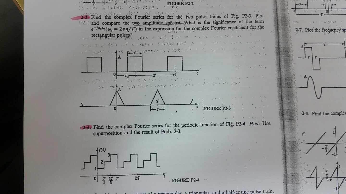 Solved Find the complex Fourier series for the two pulse | Chegg.com