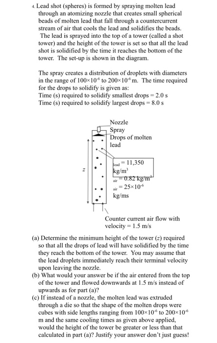 Solved Lead shot (spheres) is formed by spraying molten lead | Chegg.com
