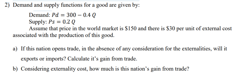 Solved 2) Demand and supply functions for a good are given | Chegg.com