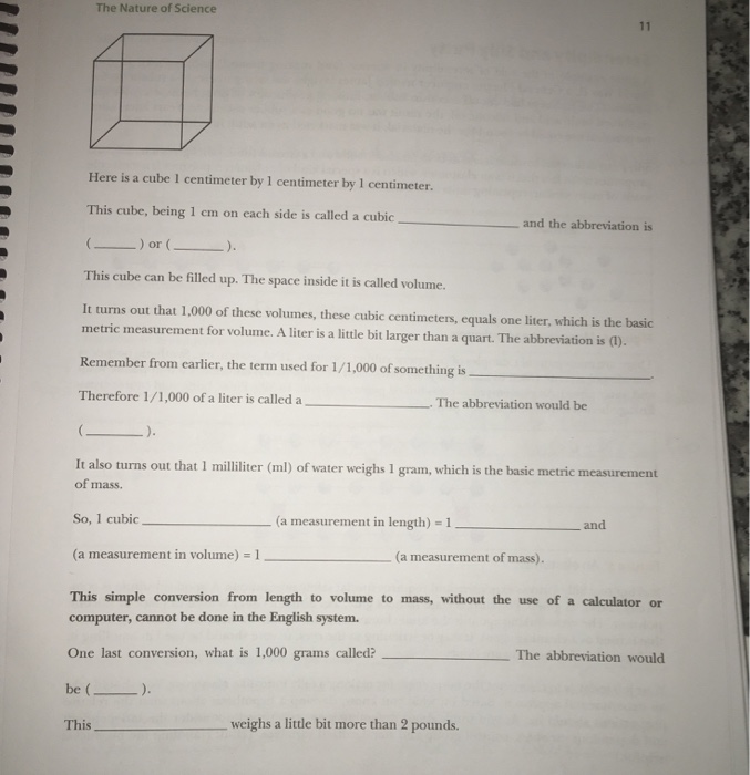 Solved The Nature of Science Here is a cube 1 centimeter by | Chegg.com