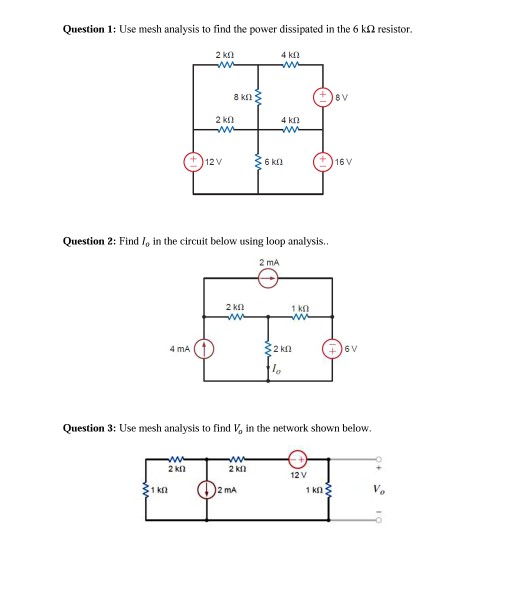 Solved Question 1: Use mesh analysis to find the power | Chegg.com