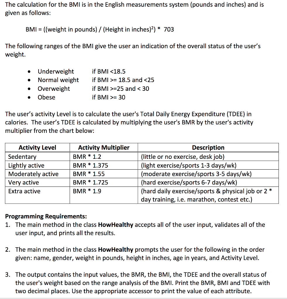 Solved Homework 7 How Healthy Are You Problenm Write A