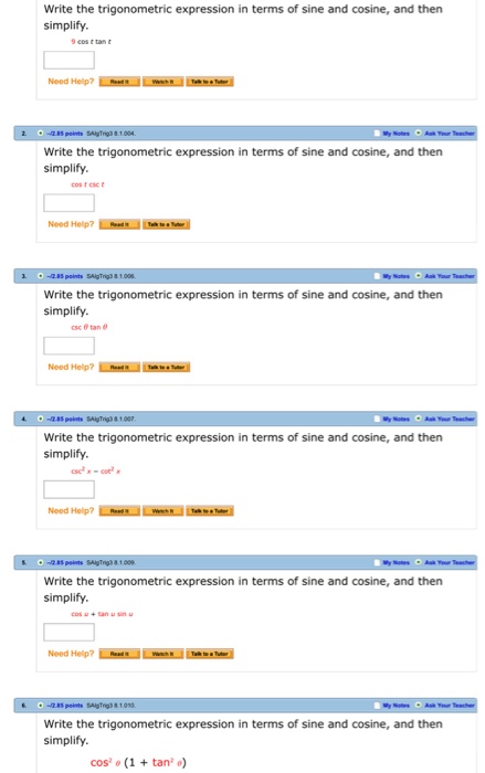 Solved Write the trigonometric expression in terms of sine | Chegg.com