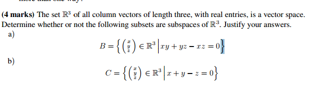Solved The set R^3 of all column vectors of length three, | Chegg.com