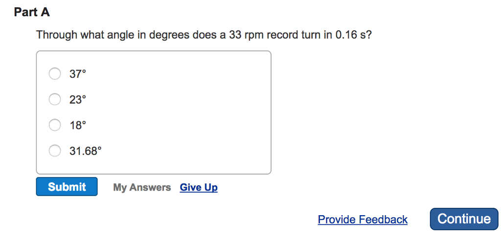 Solved Part A Through what angle in degrees does a 33 rpm | Chegg.com