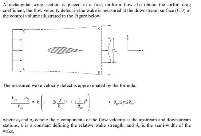 A rectangular wing section is placed in a free, | Chegg.com