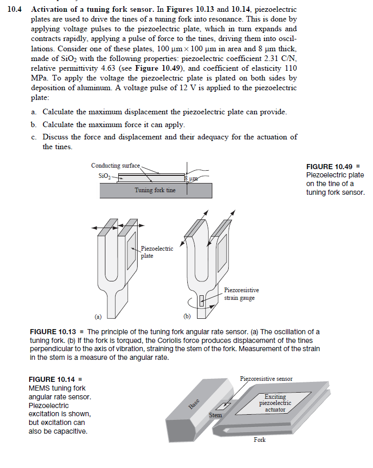 Activation of a tuning fork sensor. In Figures 13 and | Chegg.com