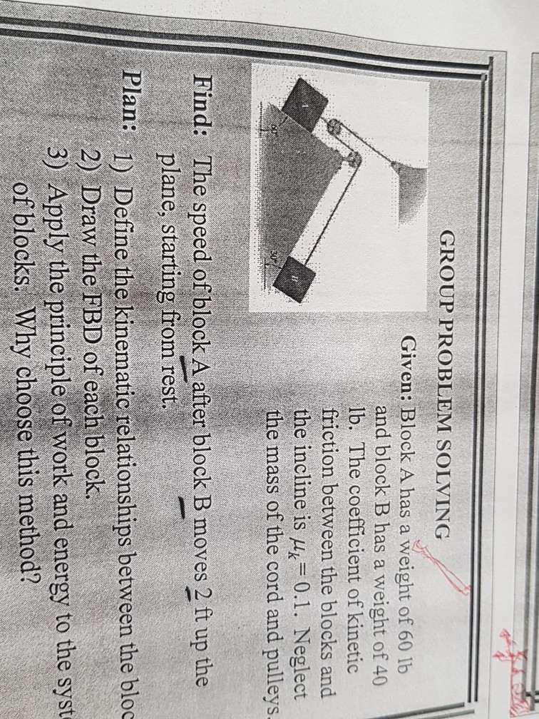 Solved GROUP PROBLEM SOLVING Given: Block A has a weight of | Chegg.com