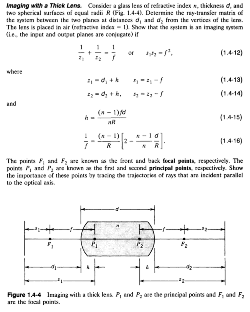 Solved Imaging with a Thick Lens. Consider a glass lens of | Chegg.com
