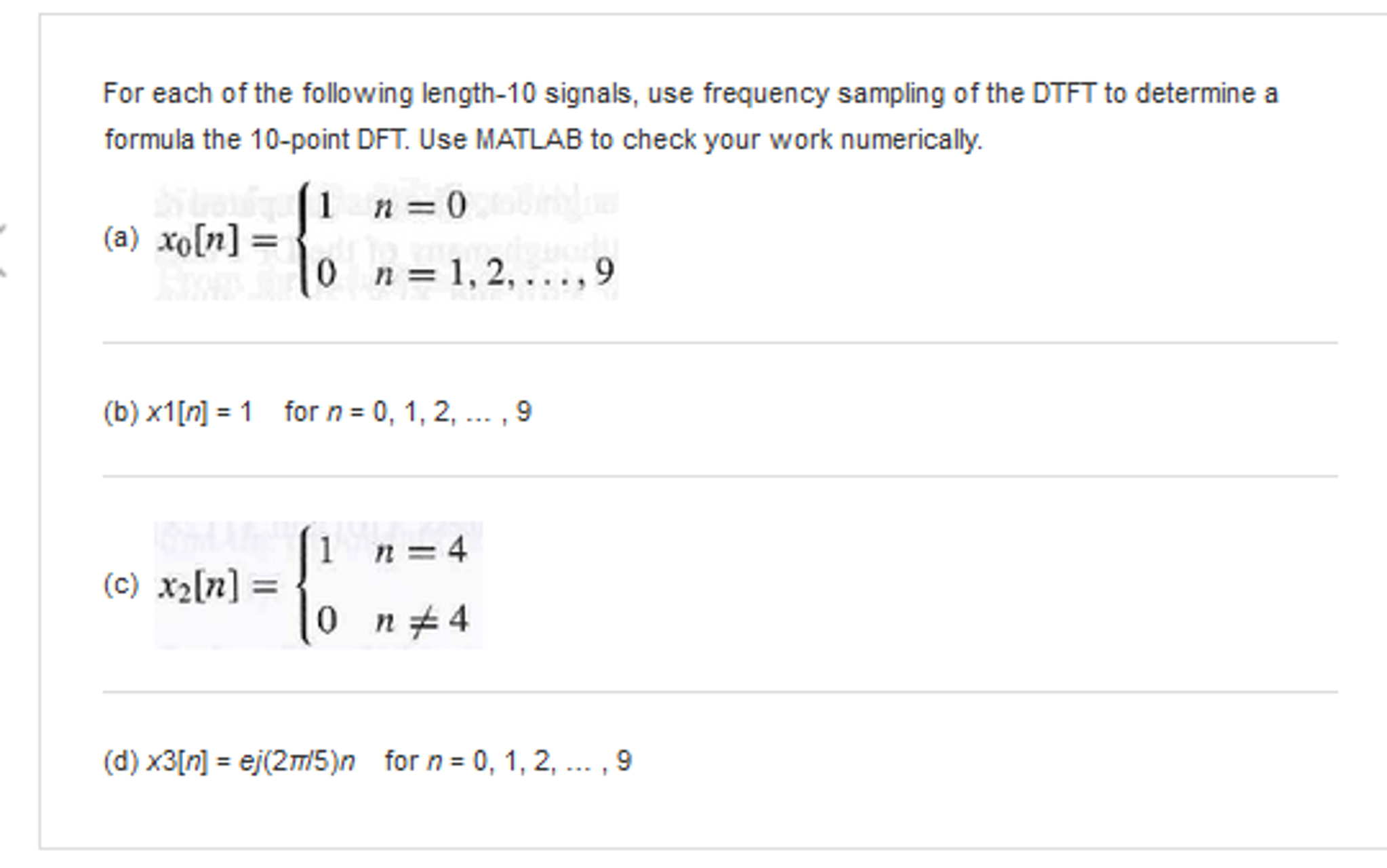 For each of the following length-10 signals, use | Chegg.com