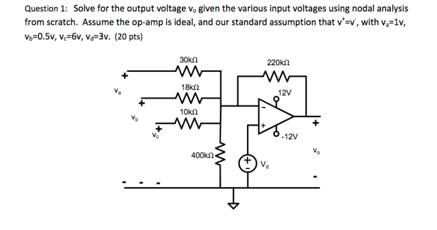 Solved Question 1: Solve for the output voltage vo given the | Chegg.com