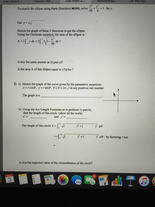 Solved To sketch the ellipse using Func (function) MODE, | Chegg.com
