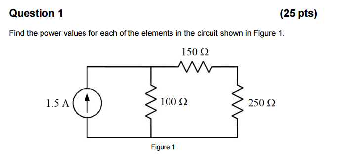 Solved Find the power values for each of the elements in the | Chegg.com