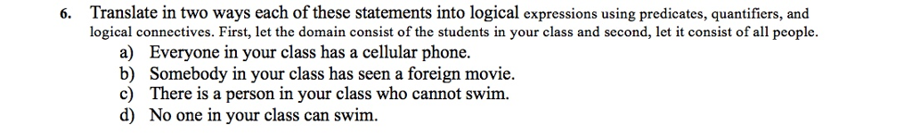 Solved Translate in two ways each of these statements into | Chegg.com