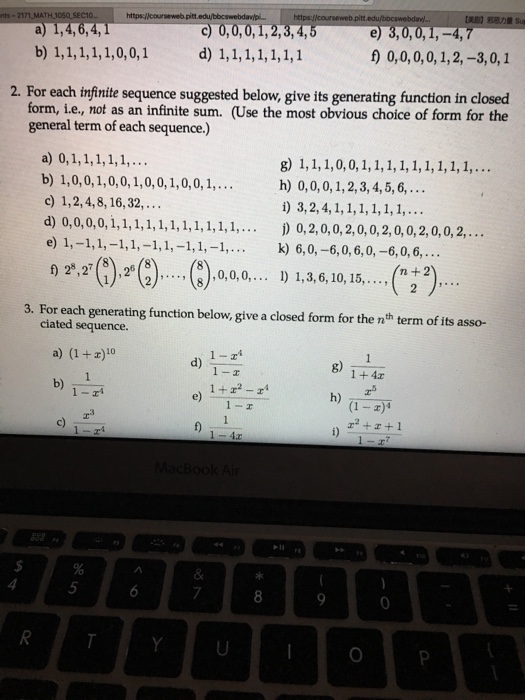 Solved For each infinite sequence suggested below, give its | Chegg.com