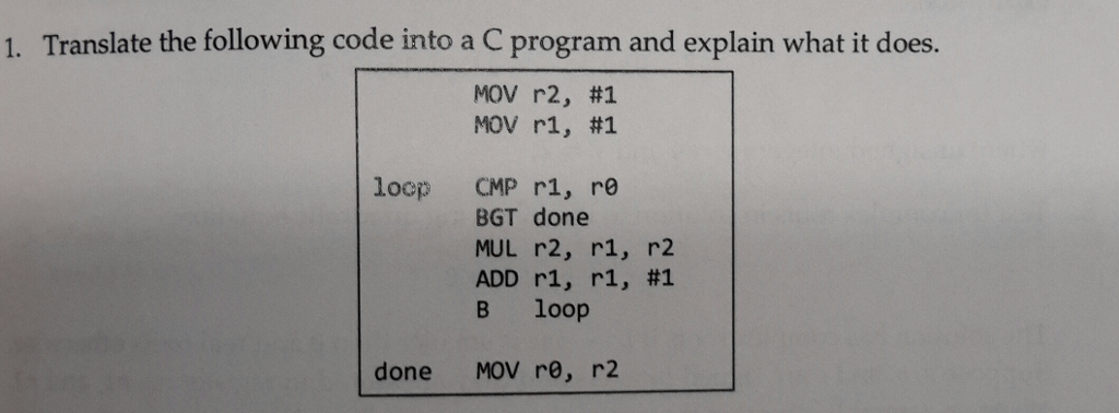 Solved Translate the following code into a C program and | Chegg.com