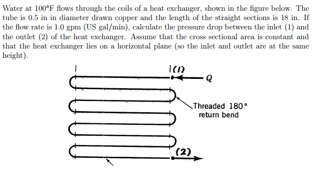 Solved Water at 100°F flows through the coils of a heat | Chegg.com